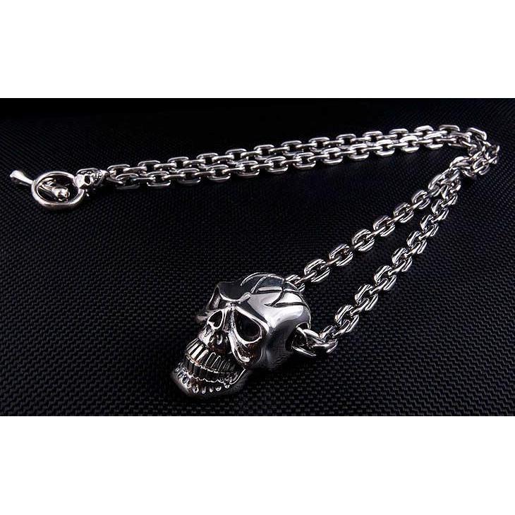 Sterling Silver Big Head Skull Chain Necklace