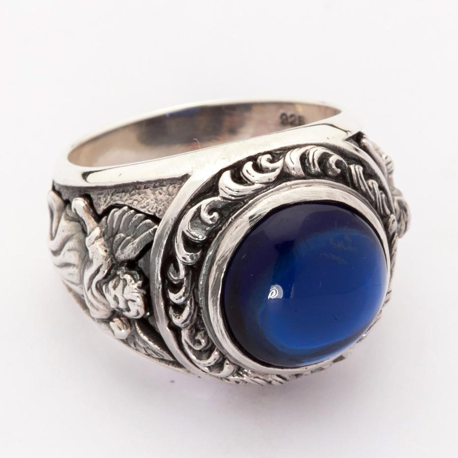 Sterling Silver Blue Stone Cupid Love Ring