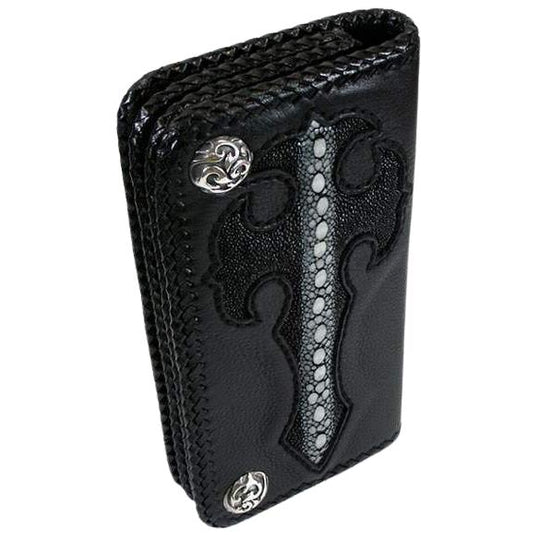 Gothic Cross Leather Biker Wallet