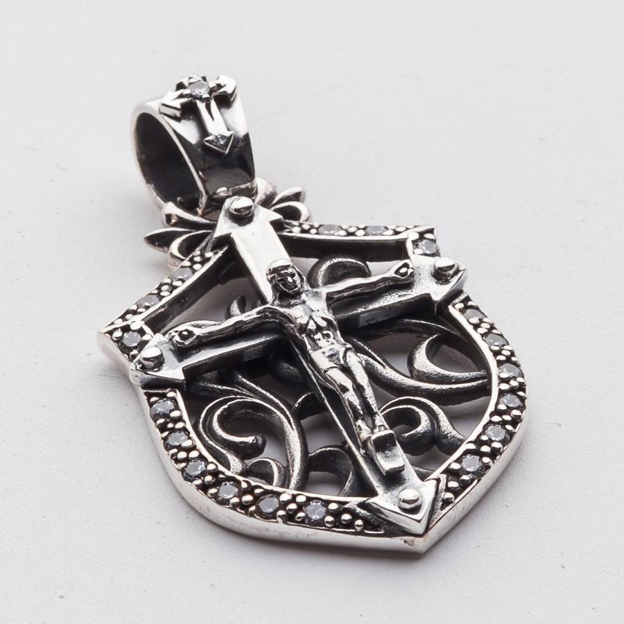 Rocker Jesus Silver Mens Cross Pendant