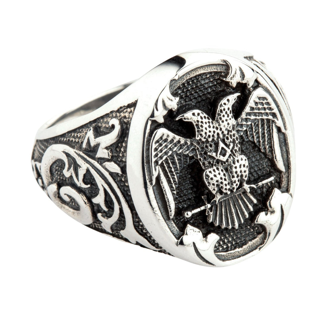 Silver Scottish Rite Double-headed Eagle Masonic Ring