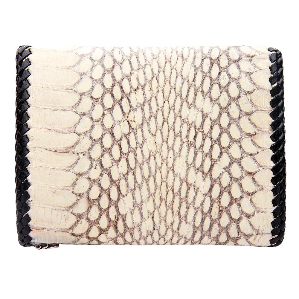 White Snake Leather Biker Wallet